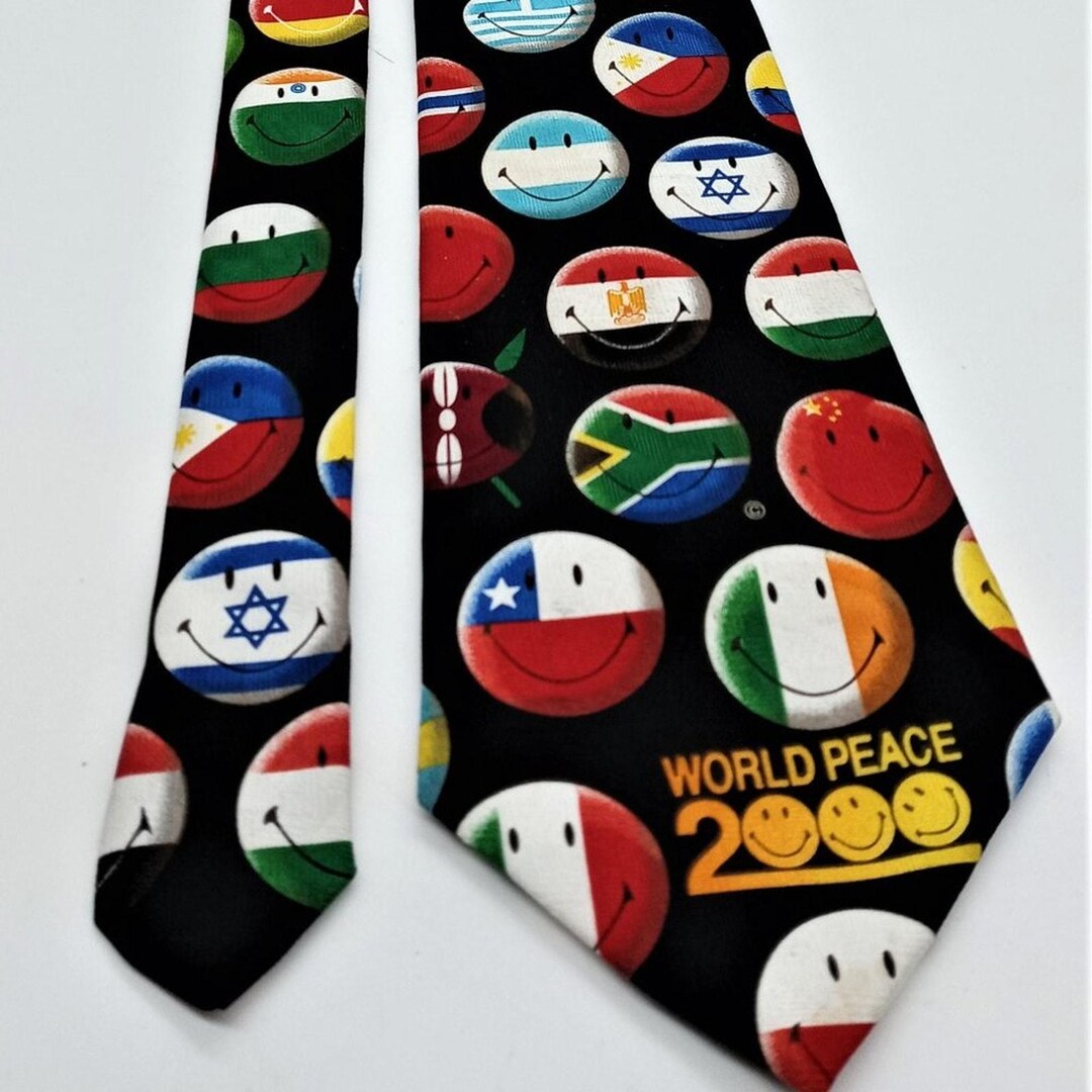 Vintage Ralph Marlin Necktie Smiley Millenium 2000 World Peace Y2K - Etsy