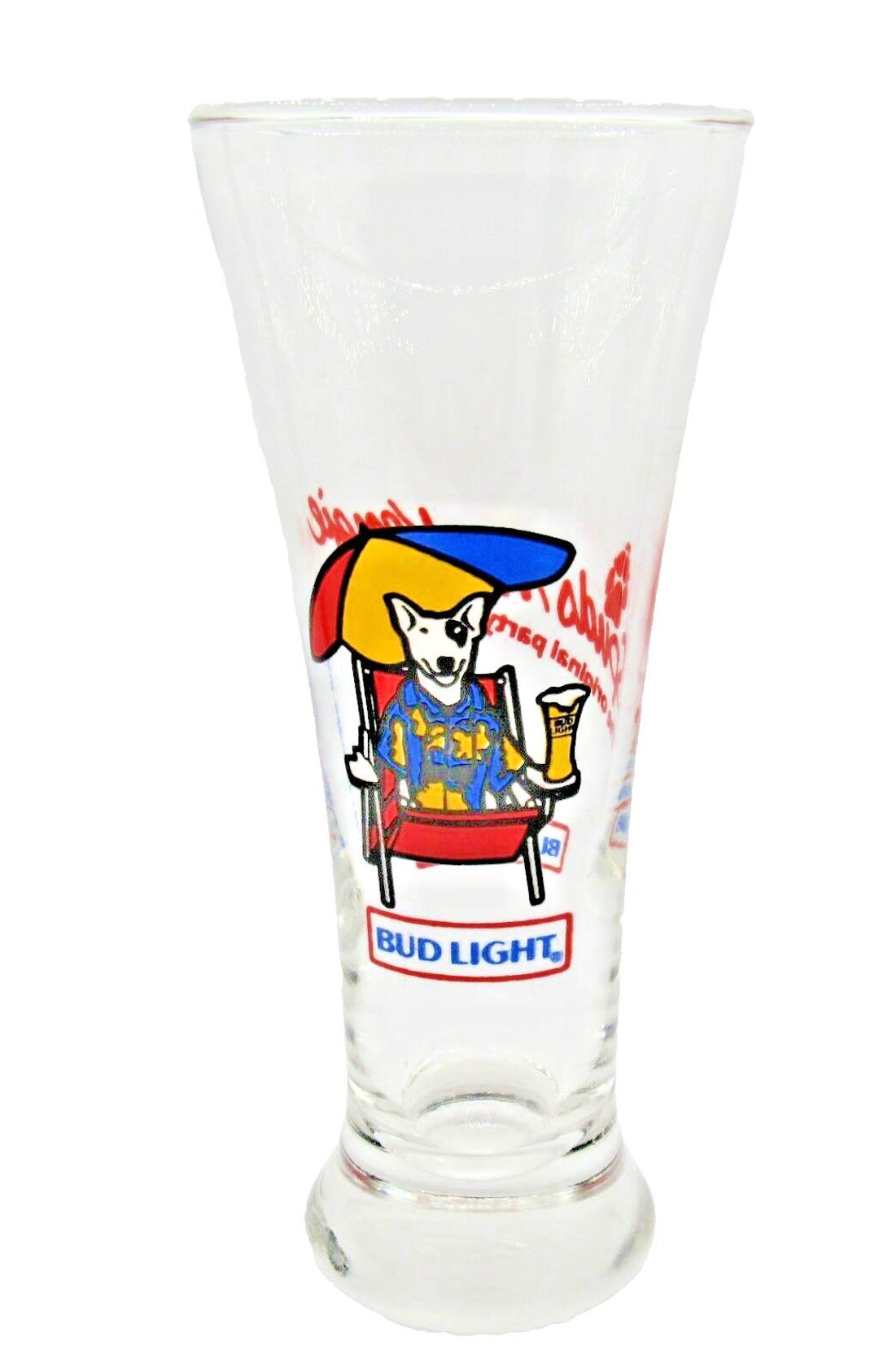 Bud Light Budweiser Spuds Mckenzie Beer Glass Clear Original Party ...