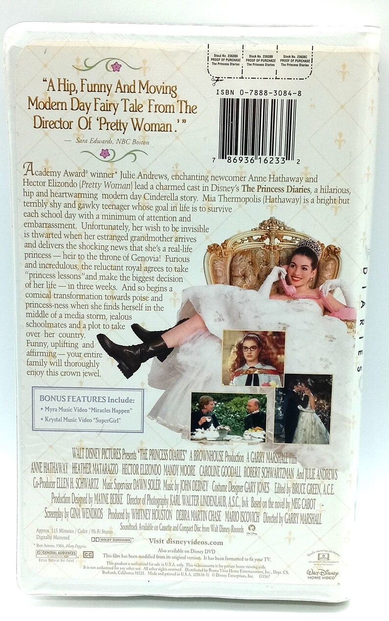 The Princess Diaries VHS 2001 Disney Home Video Clam Shell Case Tested ...