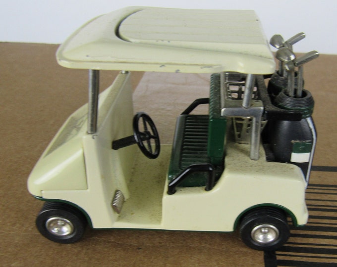 Relic Metal Golf Cart With Two Golf Bags Small Desk Clock Vintage 3 ...