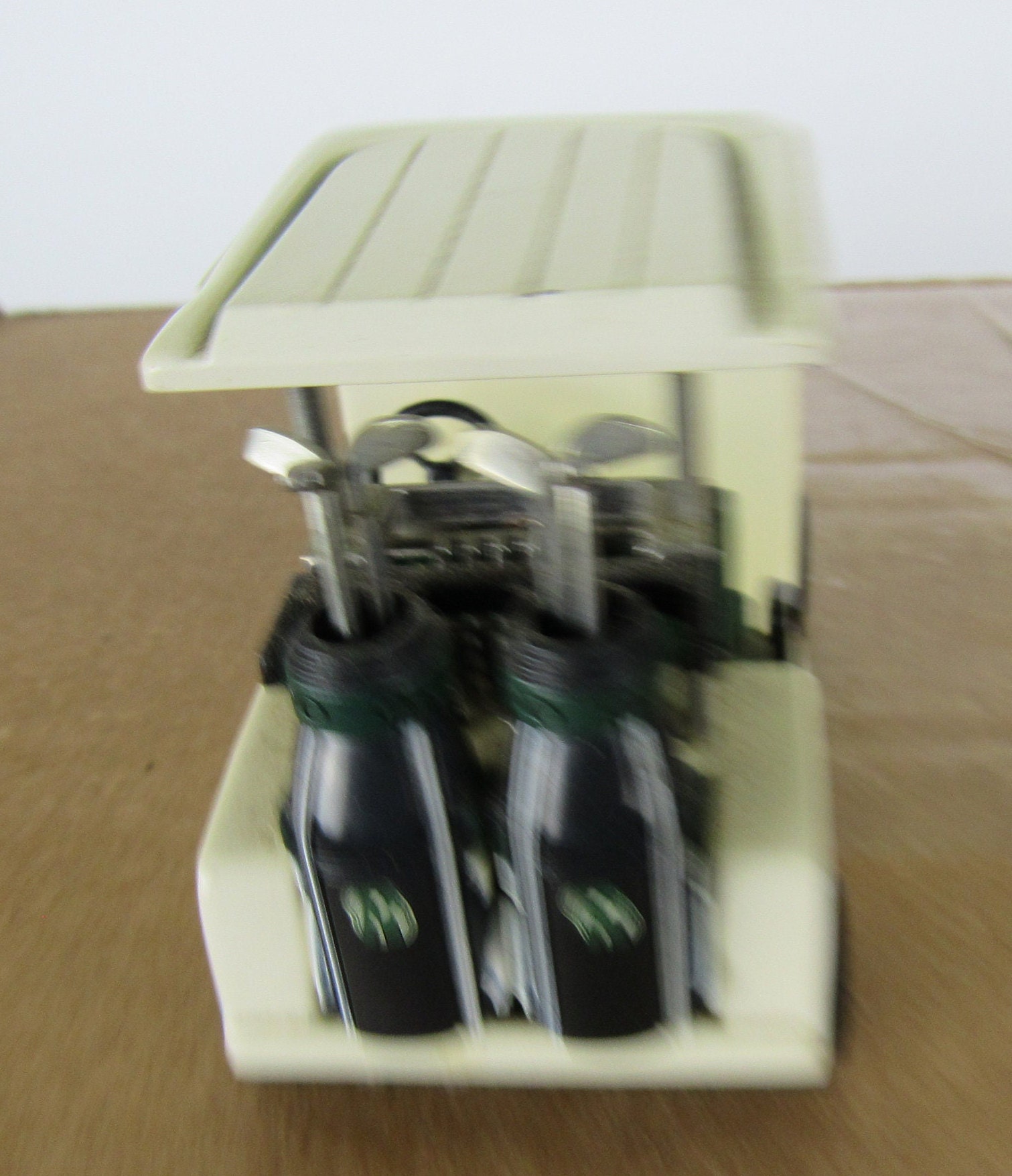 Relic Metal Golf Cart With Two Golf Bags Small Desk Clock Vintage 3 ...