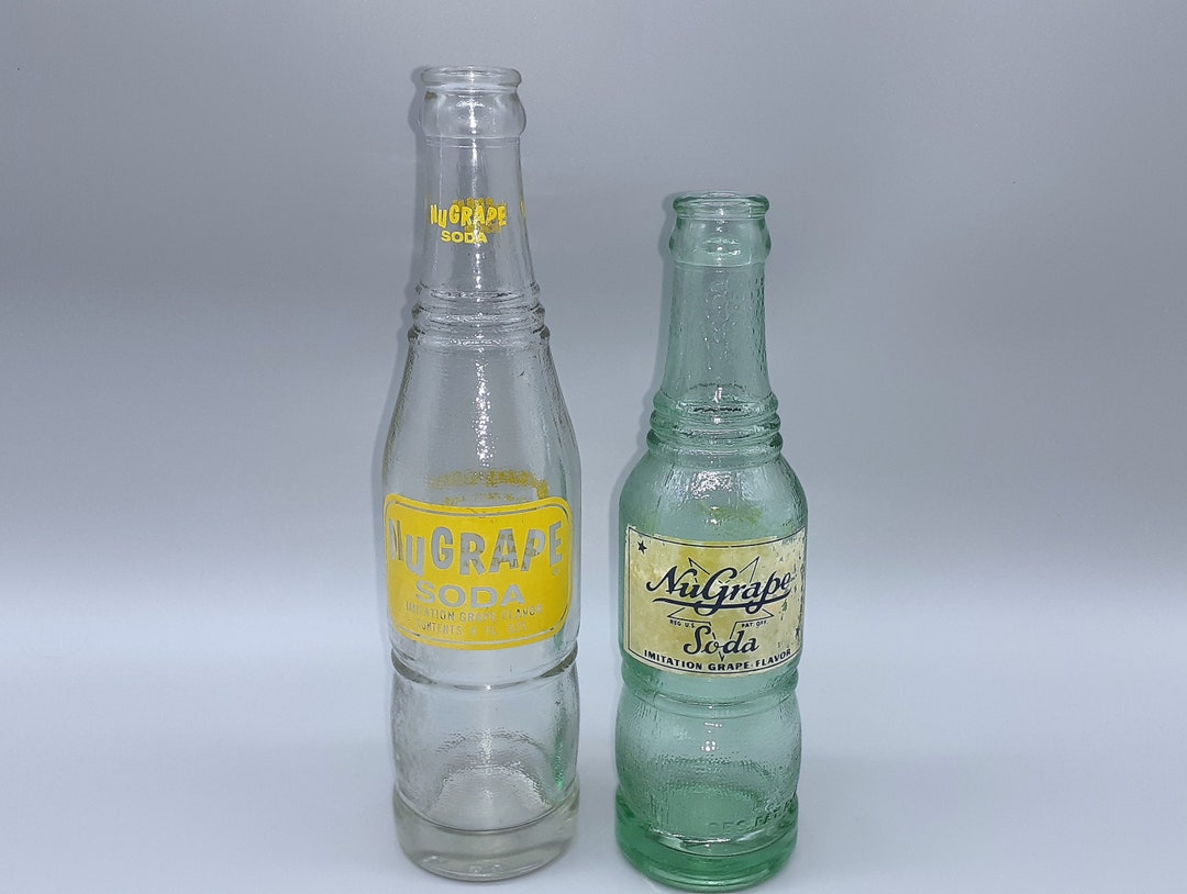 Nugrape Bottle Collection 1940s Green Glass 6 Oz & 1960s Clear Glass 8 ...