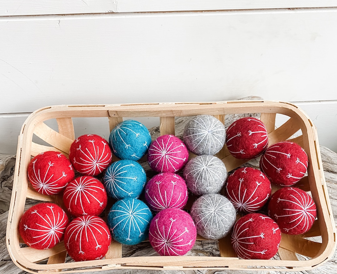 Snowflake Felt Ball 5cm | Felt Shapes | Nordic Decor | Christmas Felt ...
