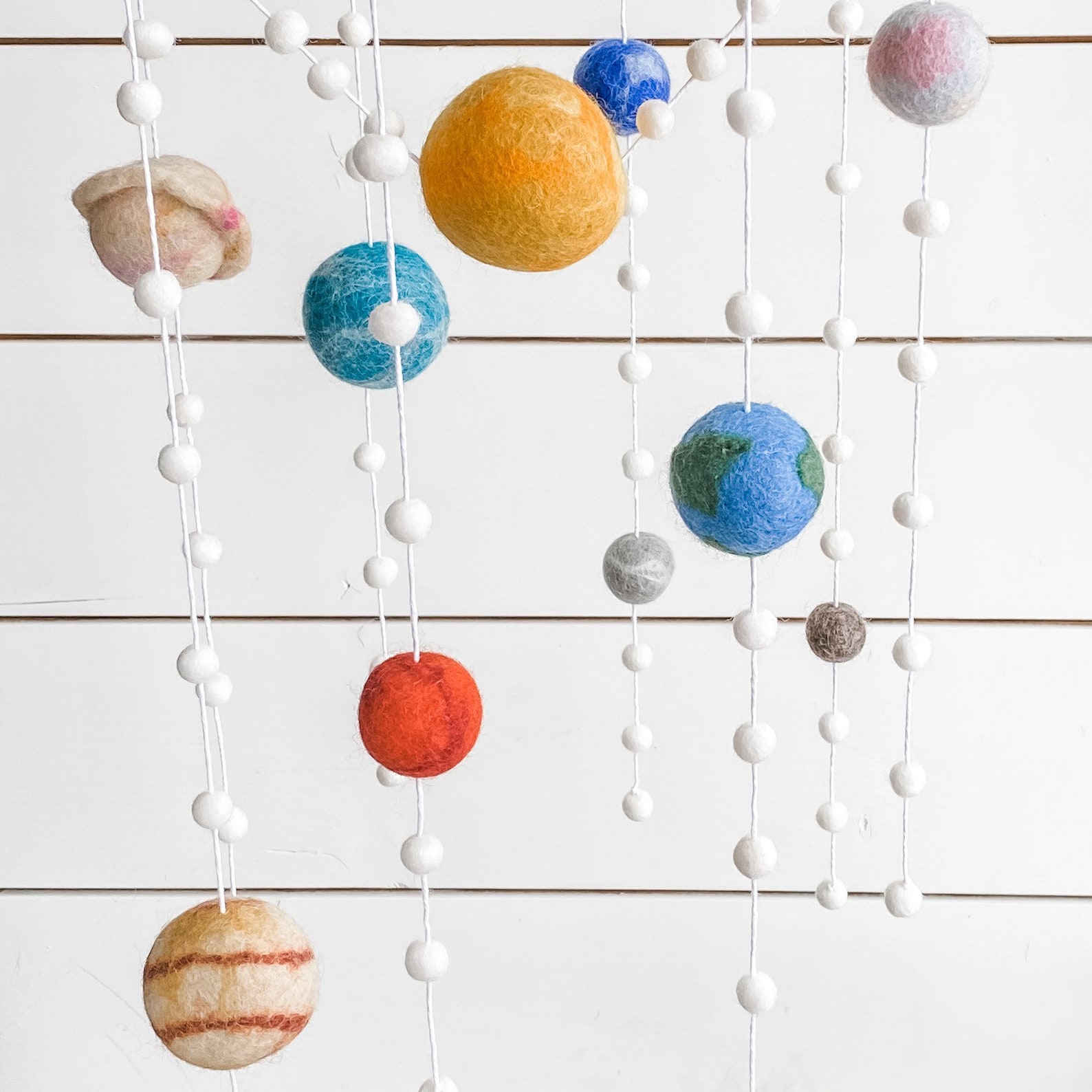 Solar System Felt Ball Mobile - Felted Planets 2cm Wool - FREE SHIPPING ...