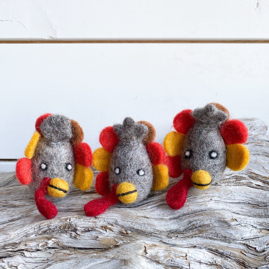 Mini Turkey Felted Turkey Shapes Thanksgiving Harvest, Felt Ball Pom ...