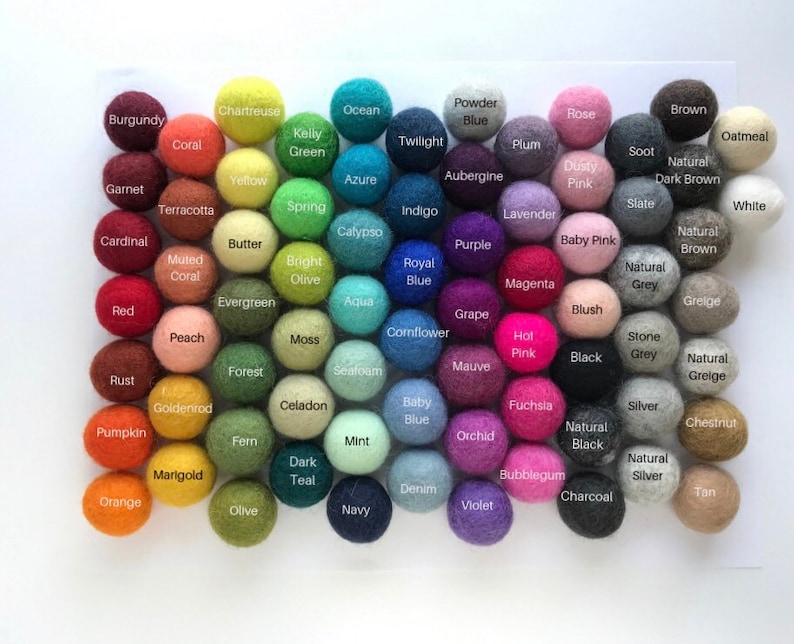 Custom Garland You Pick Colors 2cm Felt Ball Garland or Loose | Etsy