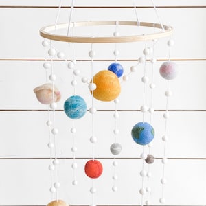 Solar System Felt Ball Mobile - Felted Planets 2cm Wool - FREE SHIPPING ...
