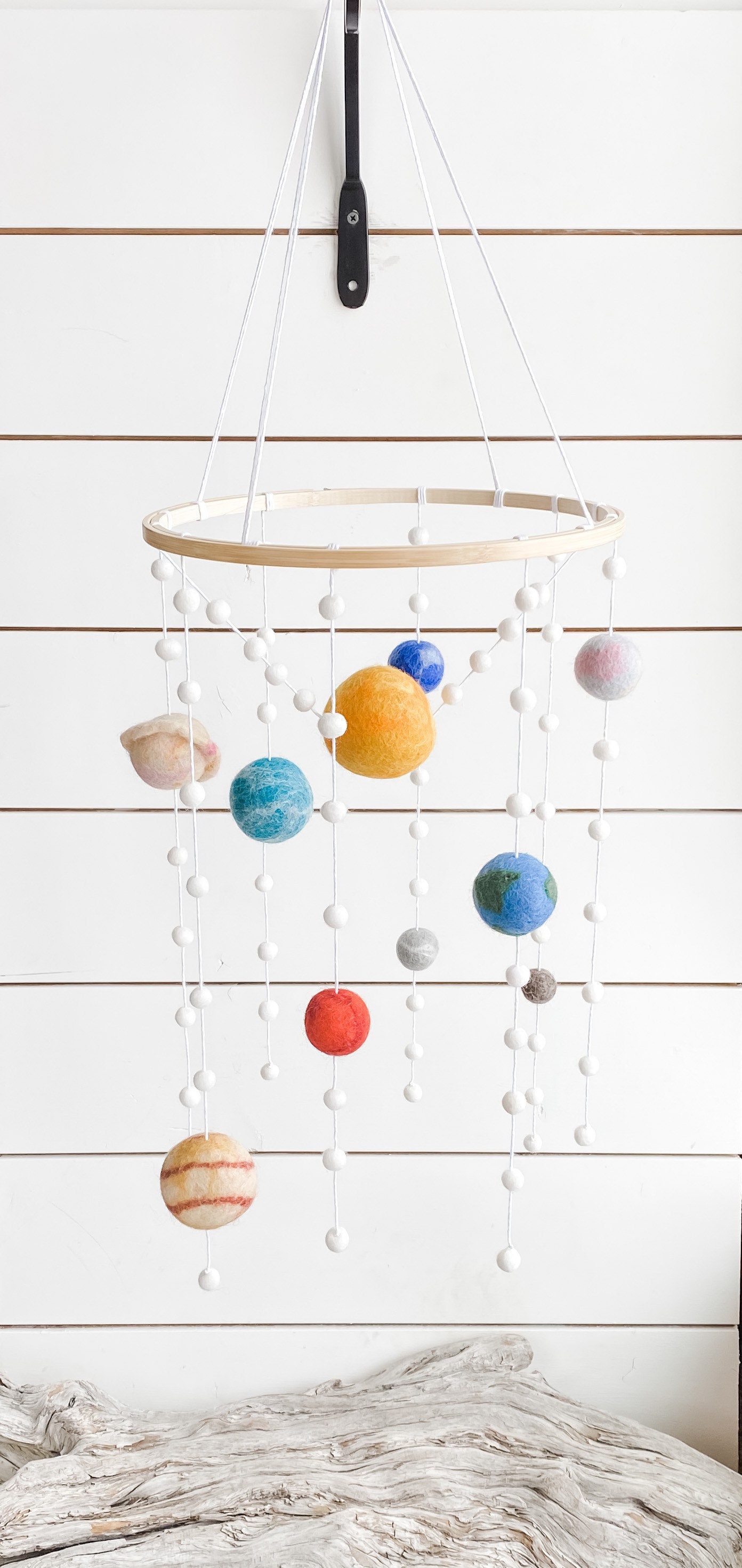 Solar System Felt Ball Mobile - Felted Planets 2cm Wool - FREE SHIPPING ...