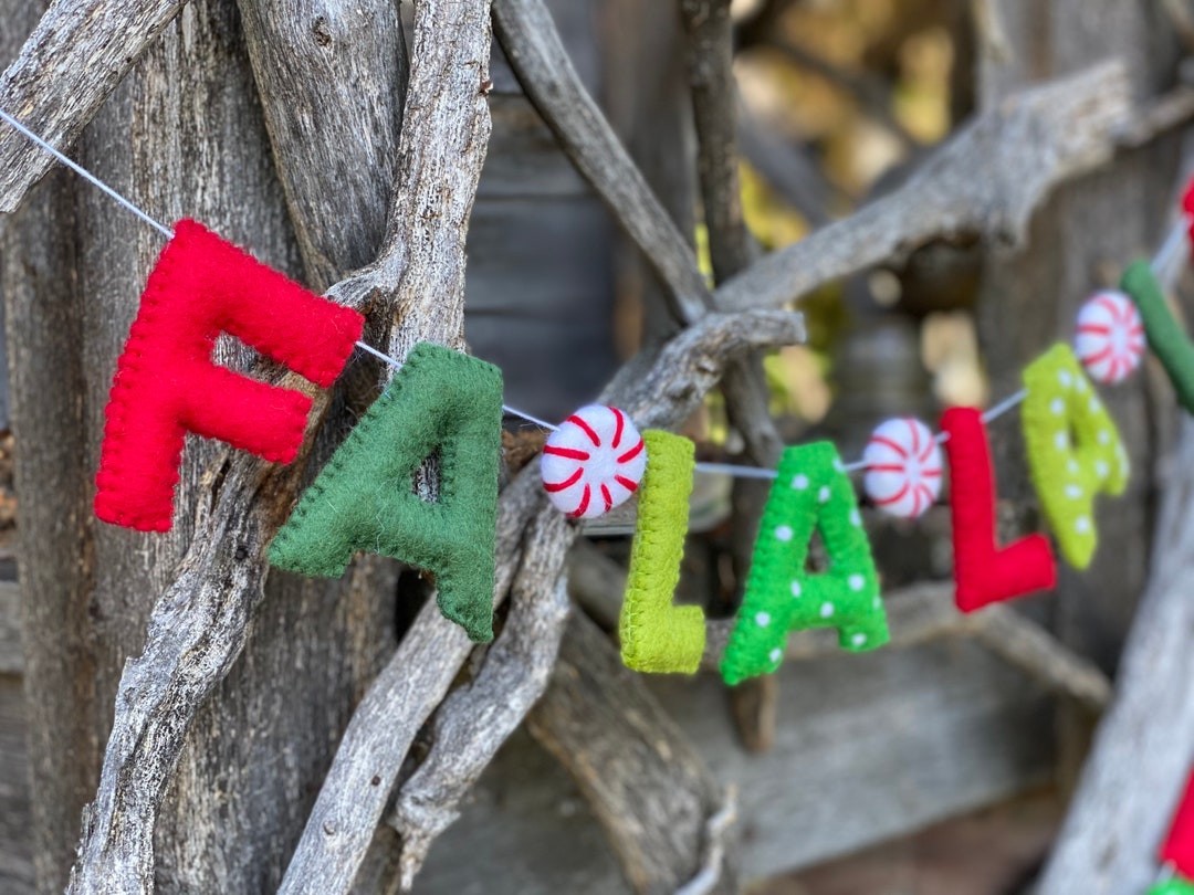 Fa La La La La Hip Evergreen Felt Word Garland Christmas - Etsy