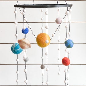 Solar System Felt Ball Mobile - Felted Planets 2cm Wool - FREE SHIPPING ...
