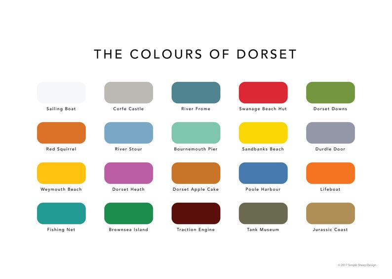 The Colours of Dorset Print / Dorset Paint Chart / Dorset Home Gift ...