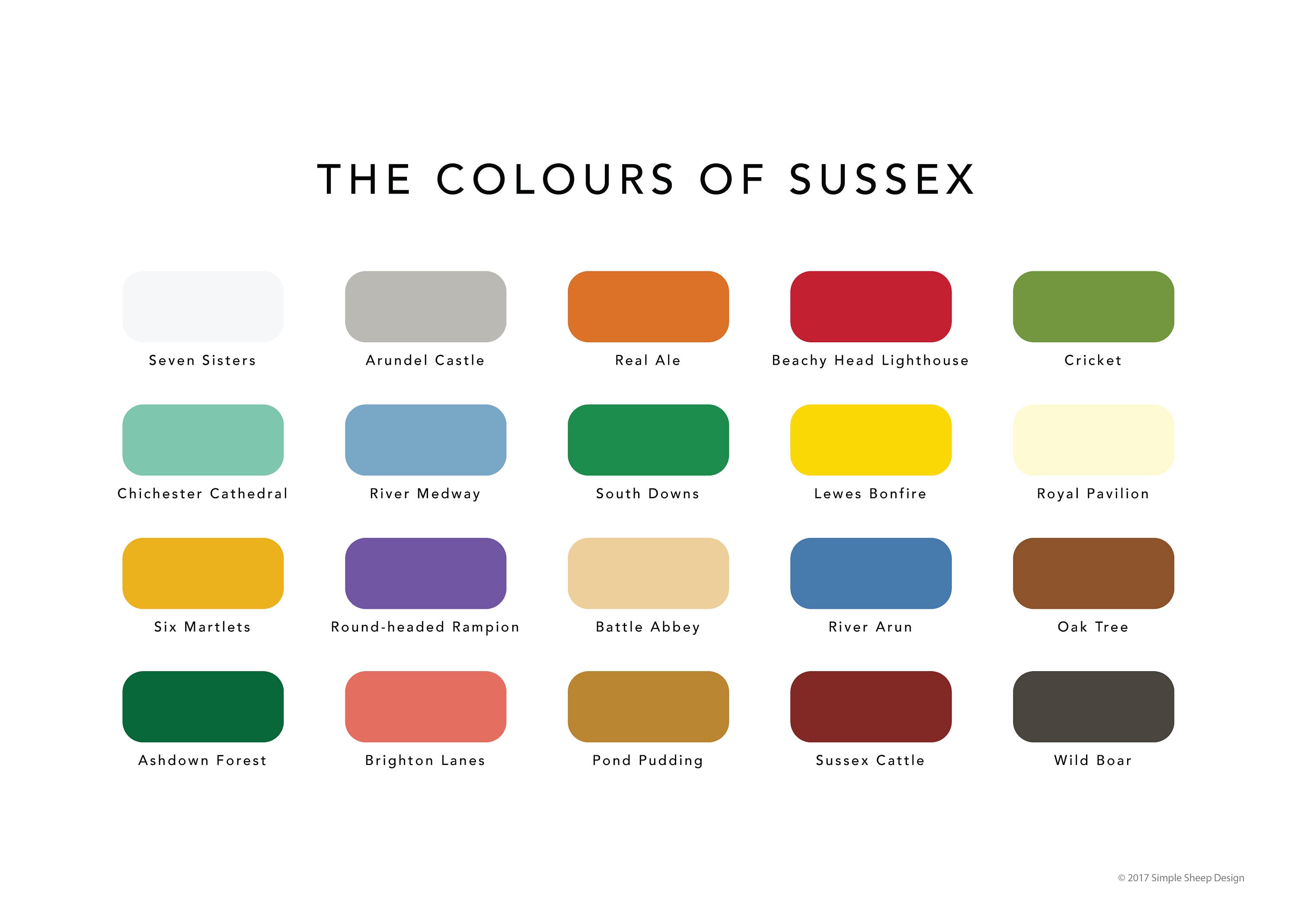 The Colours of Sussex Print / Sussex Paint Chart / Sussex Poster ...