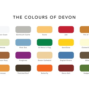 The Colours of Devon Print / Devon Colour Chart / Devon Paint Chart ...