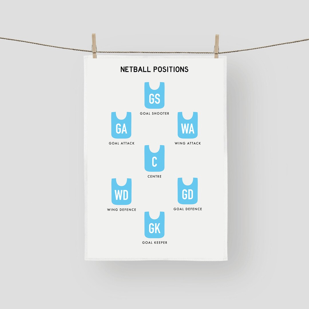 Netball Tea Towel / Netball Positions Tea Towel / Netball Gift - Etsy ...