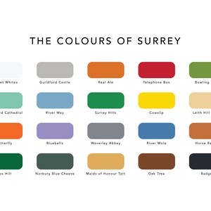 The Colours of Surrey Print / Surrey Paint Chart / Surrey Poster ...