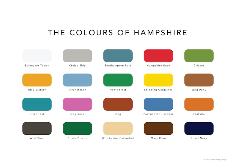 The Colours of Hampshire Print / Hampshire Paint Chart / Hampshire ...