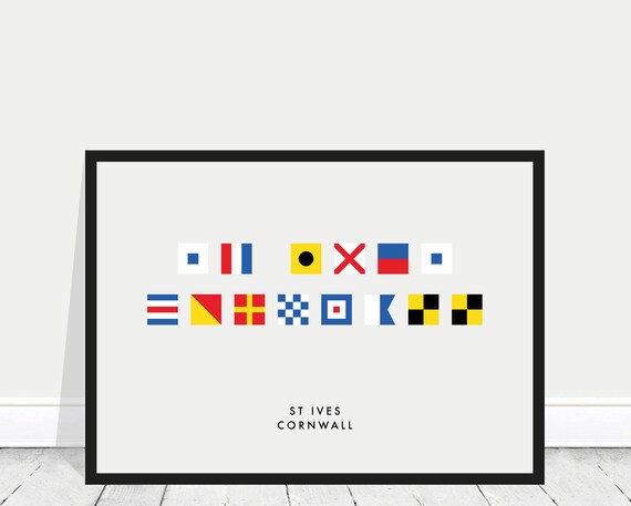 St Ives Poster / St Ives Print / St Ives Nautical Flags / | Etsy