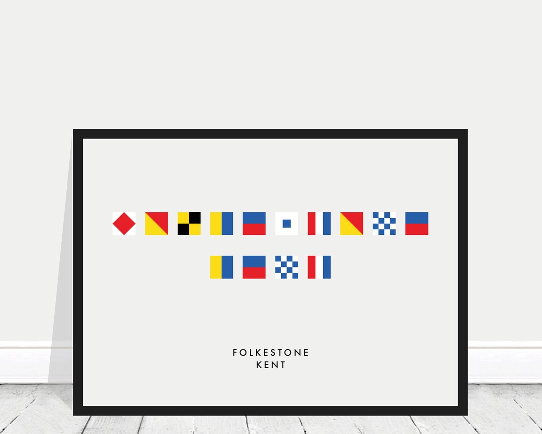 Folkestone Poster / Folkestone Print / Folkestone Nautical Flags ...