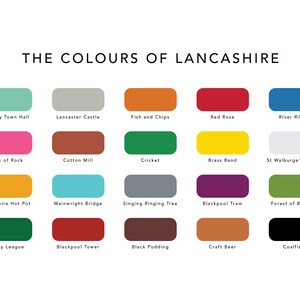 The Colours of Lancashire Print Poster Colour Chart Lancashire ...
