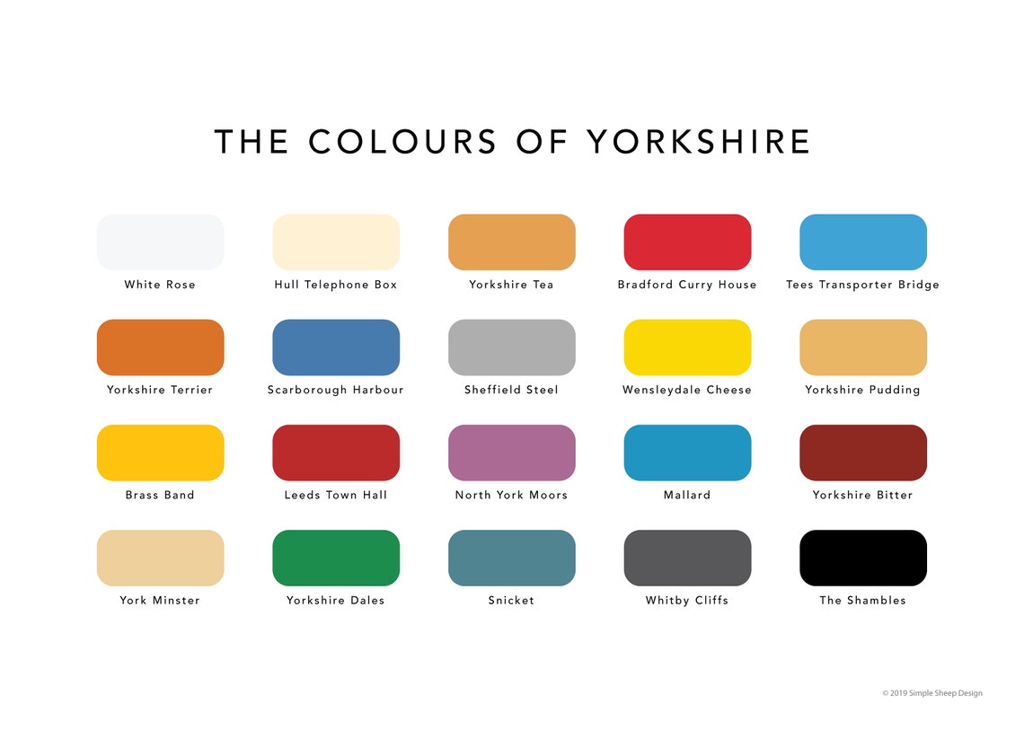 The Colours of Yorkshire Print Yorkshire Poster York Hull Bradford Tees ...