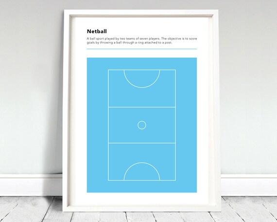 Netball Definition Poster / Netball Print / Blue Netball Court | Etsy UK