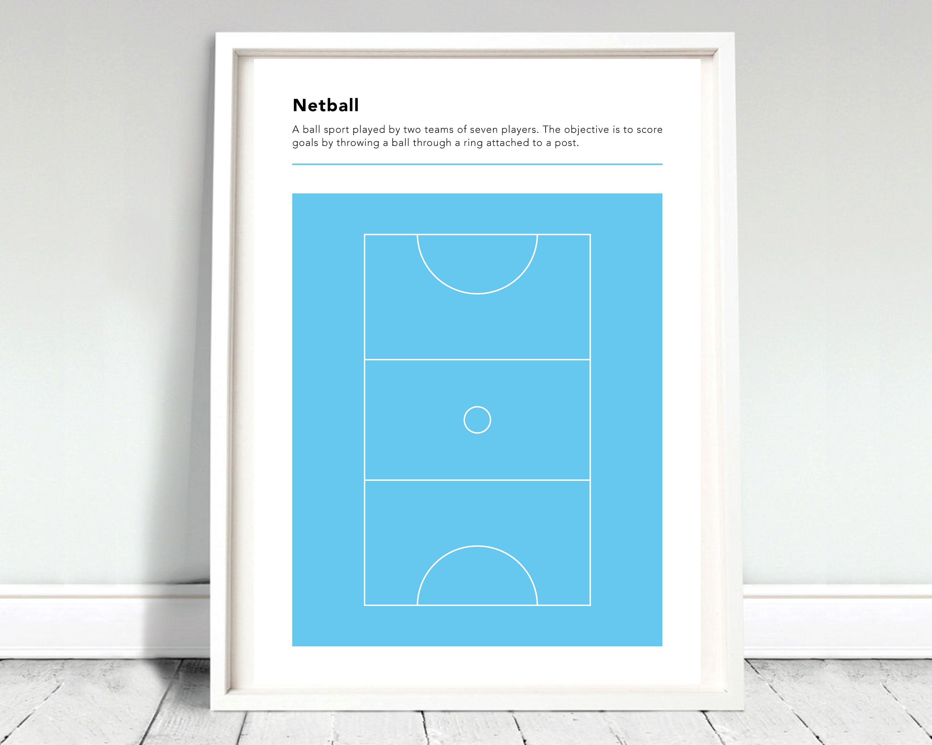 Netball Definition Poster / Netball Print / Blue Netball Court ...