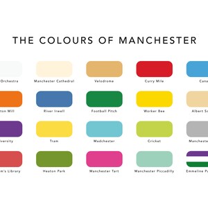 The Colours of Manchester Print / Manchester Paint Chart / Manchester ...