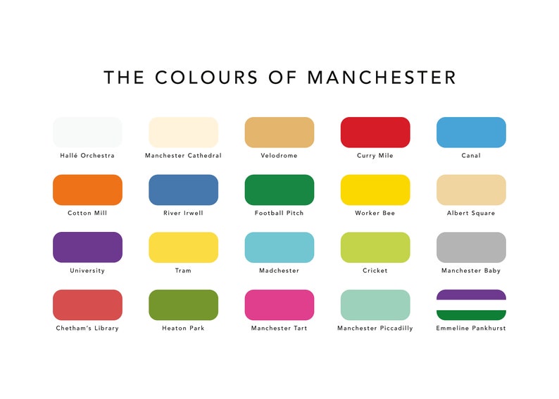 The Colours of Manchester Print / Manchester Paint Chart / Manchester ...