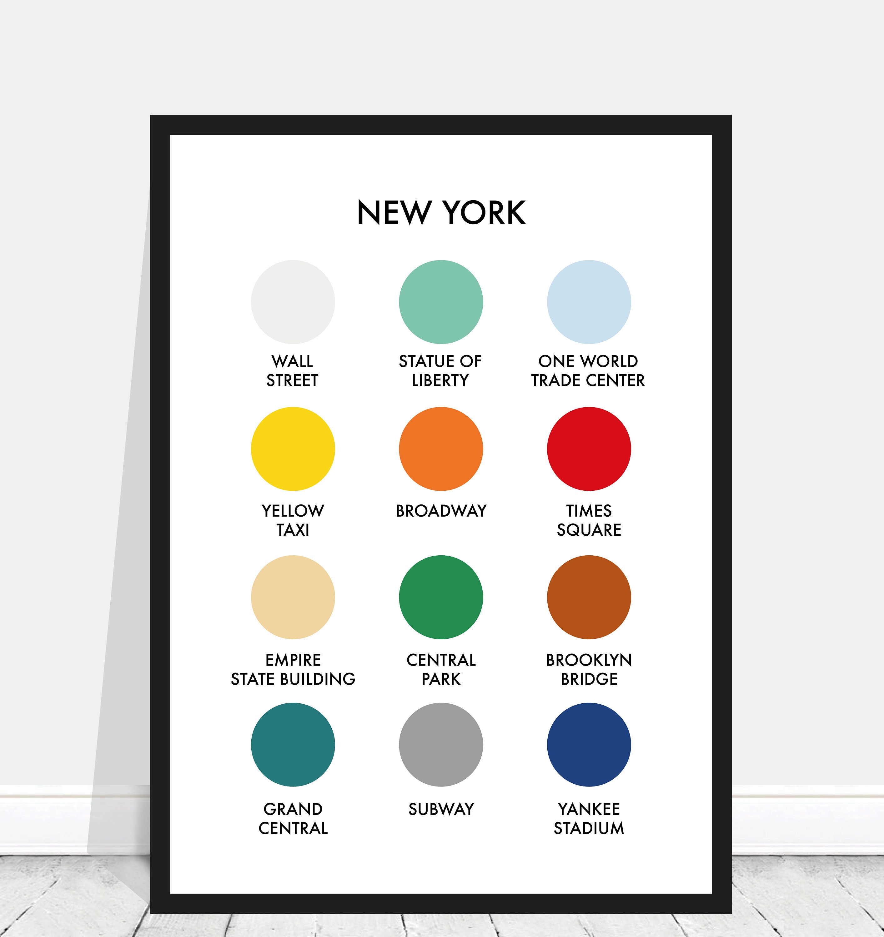 The Colours of New York City Print / New York Paint Chart Poster / New ...