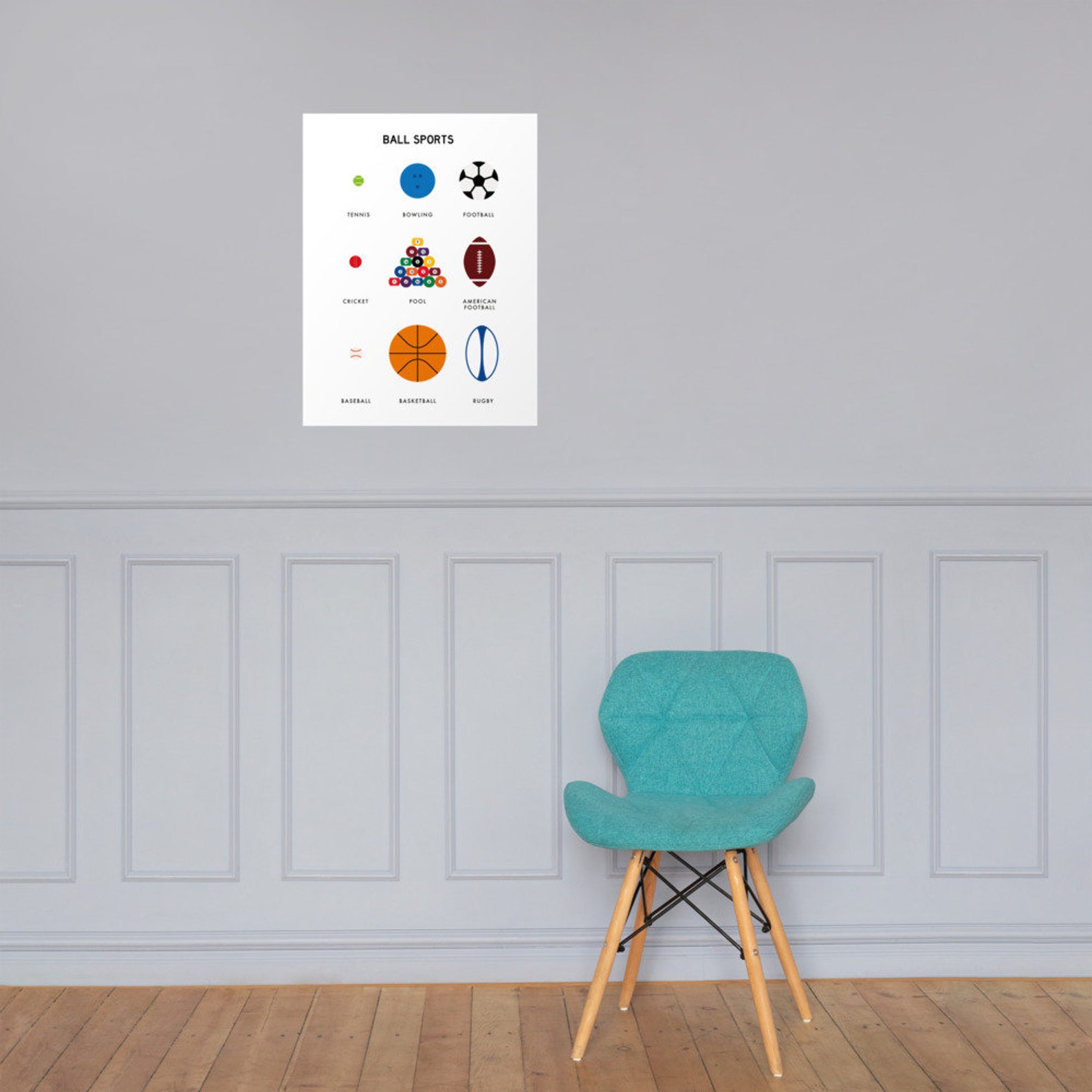 Cartel de los deportes / Sports Print / Ball sports Poster / - Etsy México