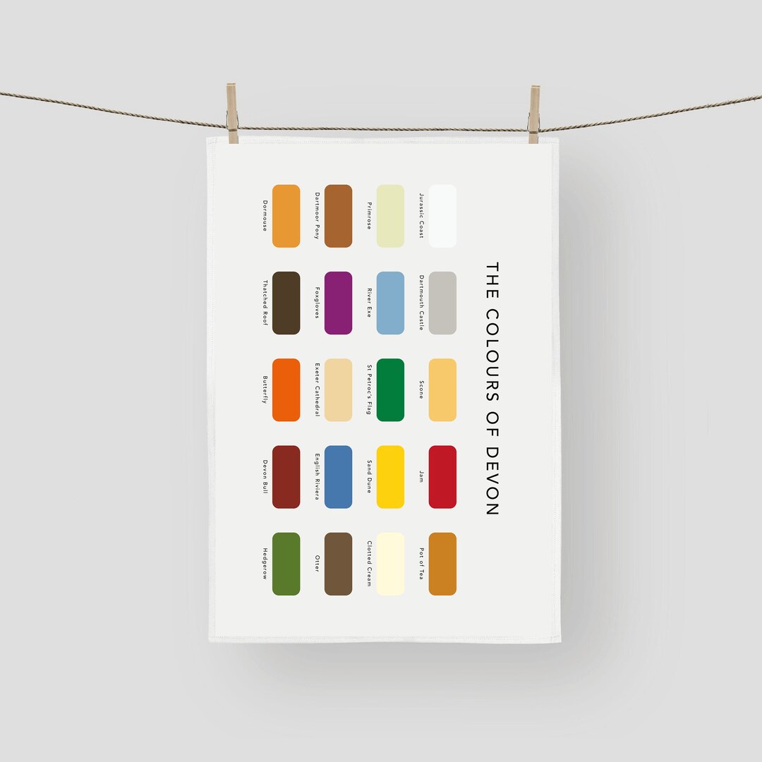 Colours of Devon Tea Towel / Devon Tea Towel / Devon Paint Chart ...