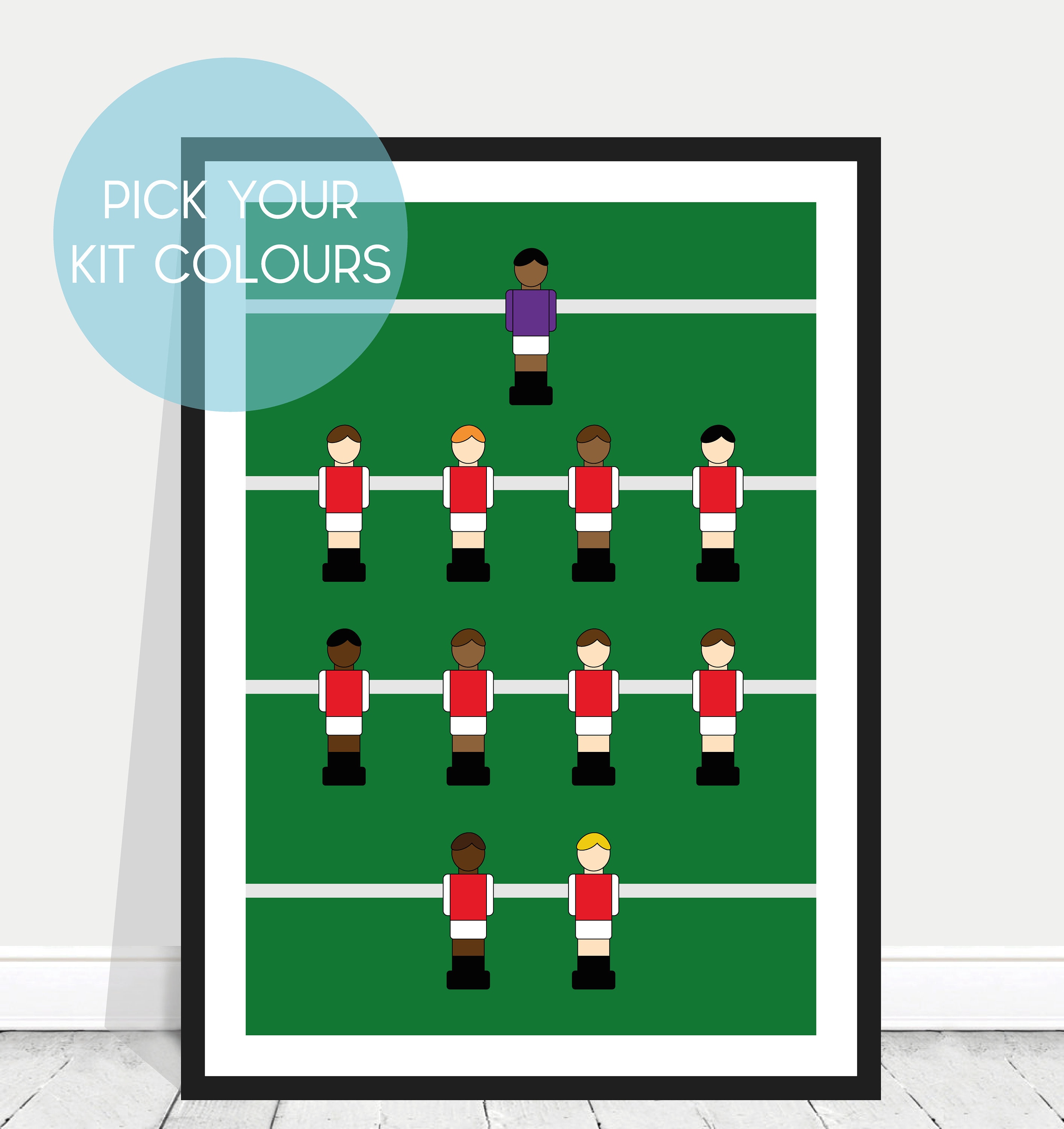 Personalised Table Football Poster / Print Pick your own Kit | Etsy