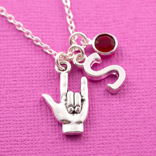 14k Solid Gold ASL Sign Language Necklace I Love You ASL - Etsy