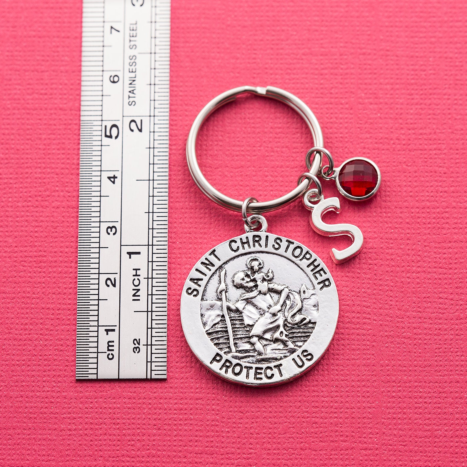 Personalized St Christopher keychain St Christopher keyring | Etsy