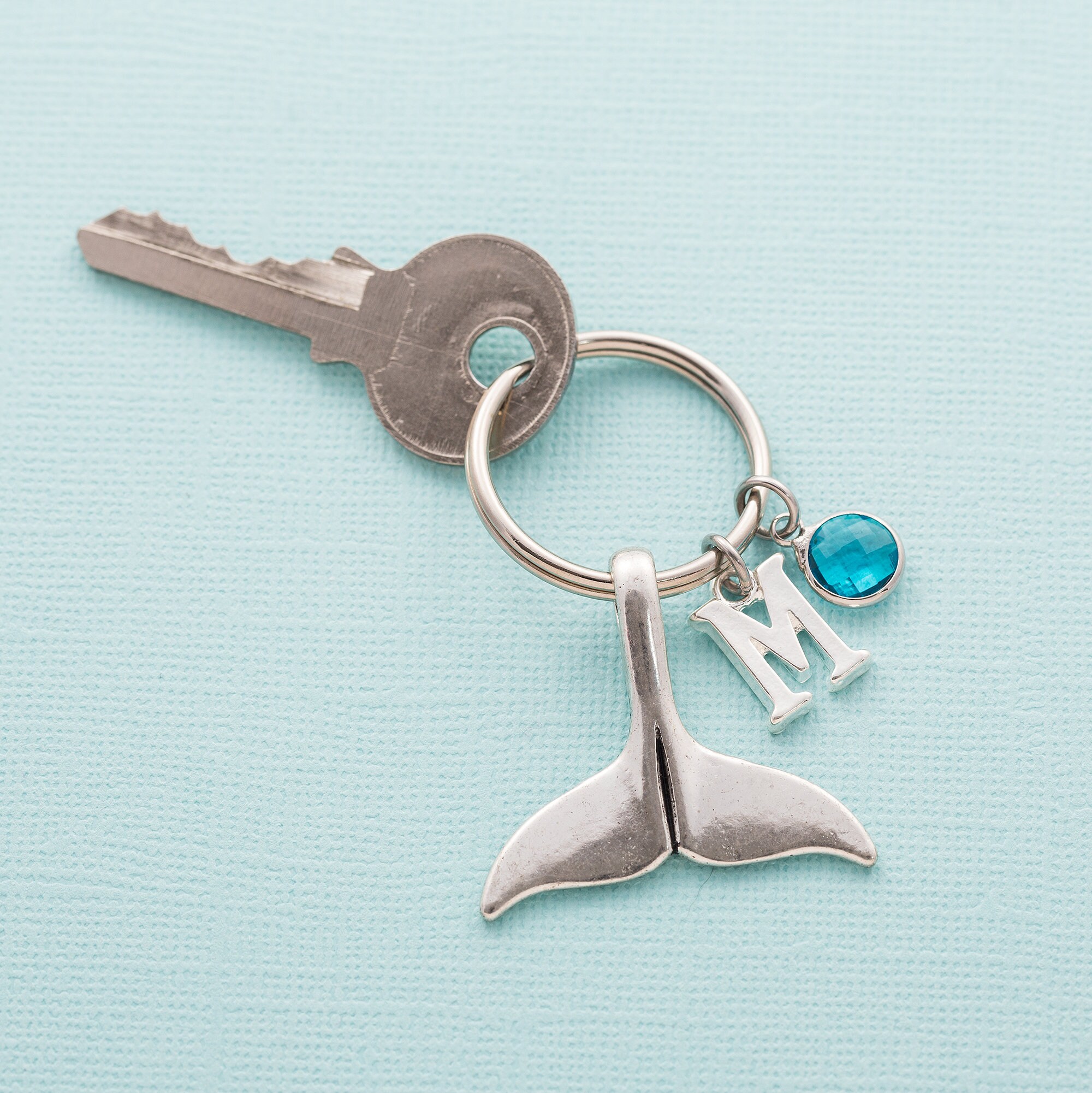 Personalised whale tail keyring custom keychain birthstone | Etsy
