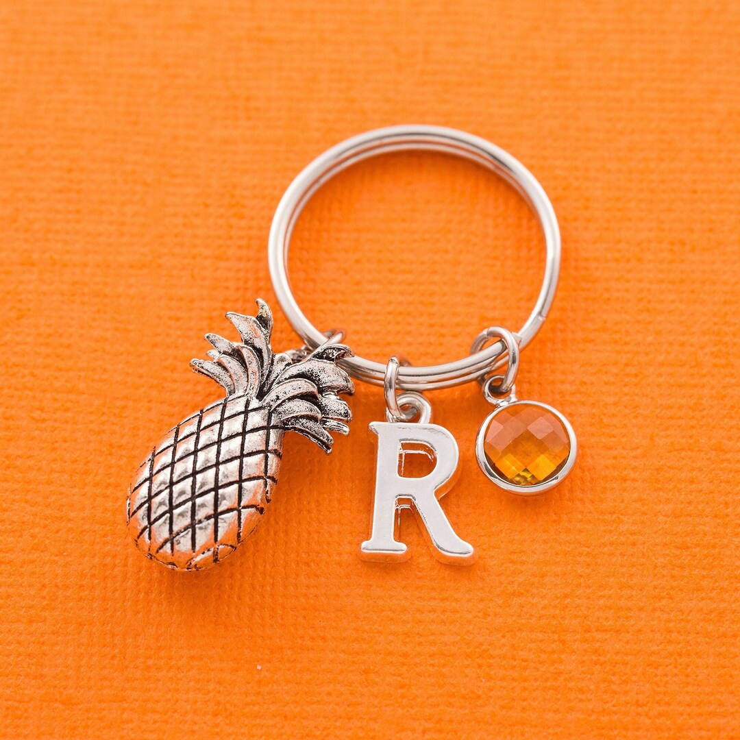Personalised Pineapple Keyring Custom Keychain Initial - Etsy UK