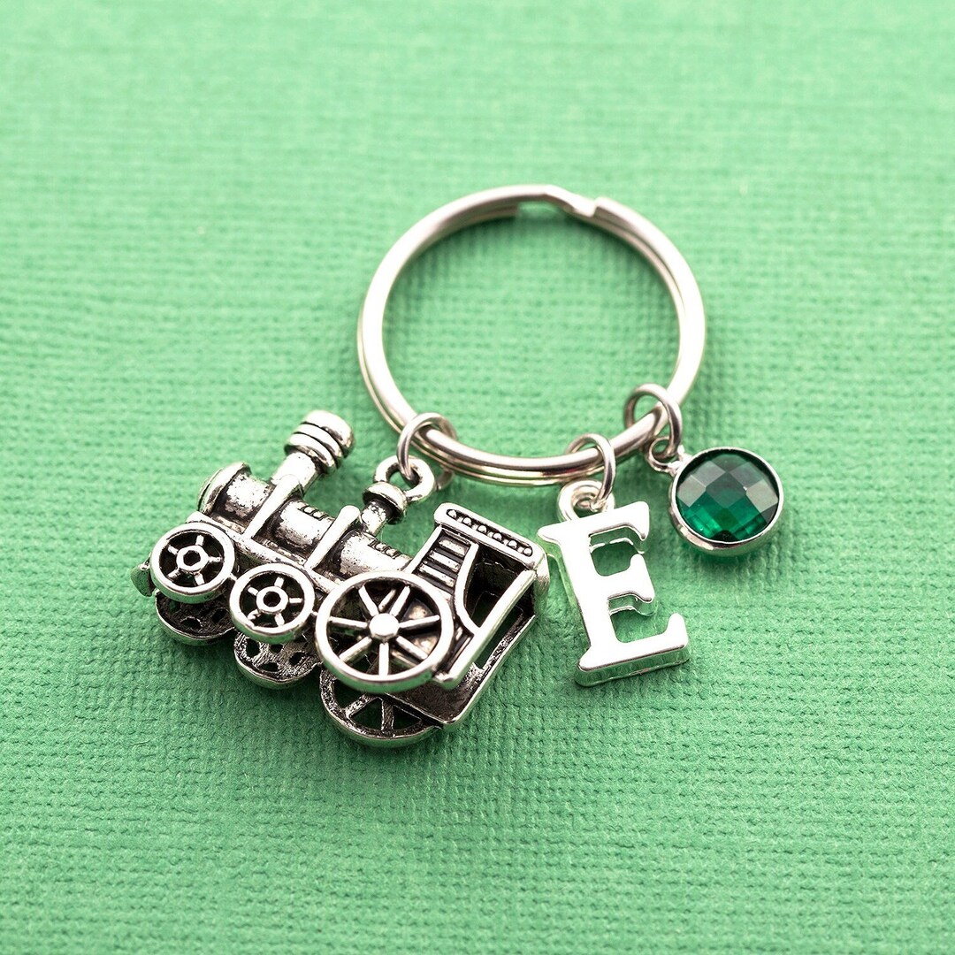 Personalised Train Keyring, Locomotive Keychain, Initial Letter Keyring ...