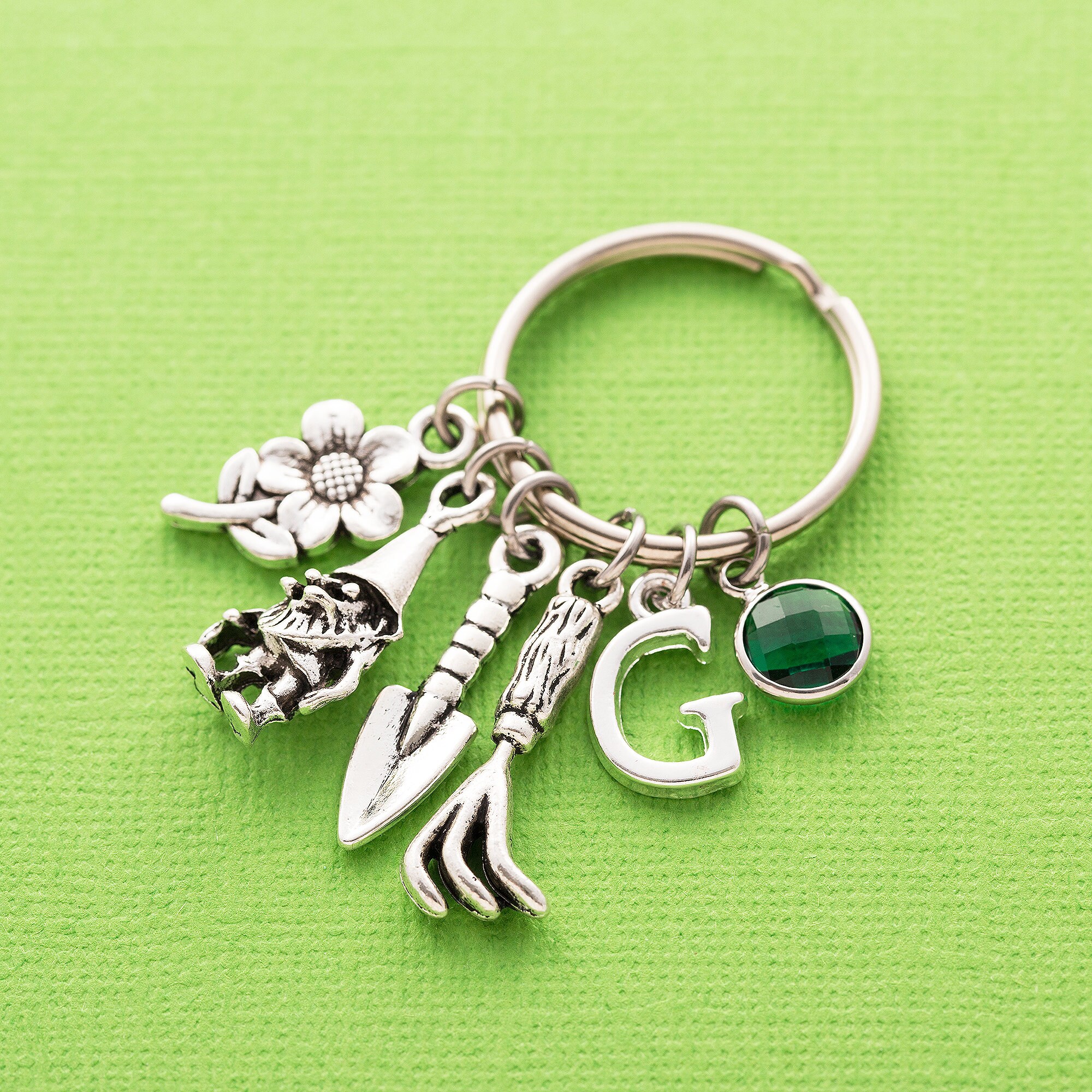 Personalized gardening keyring gardener gift gnome flower | Etsy