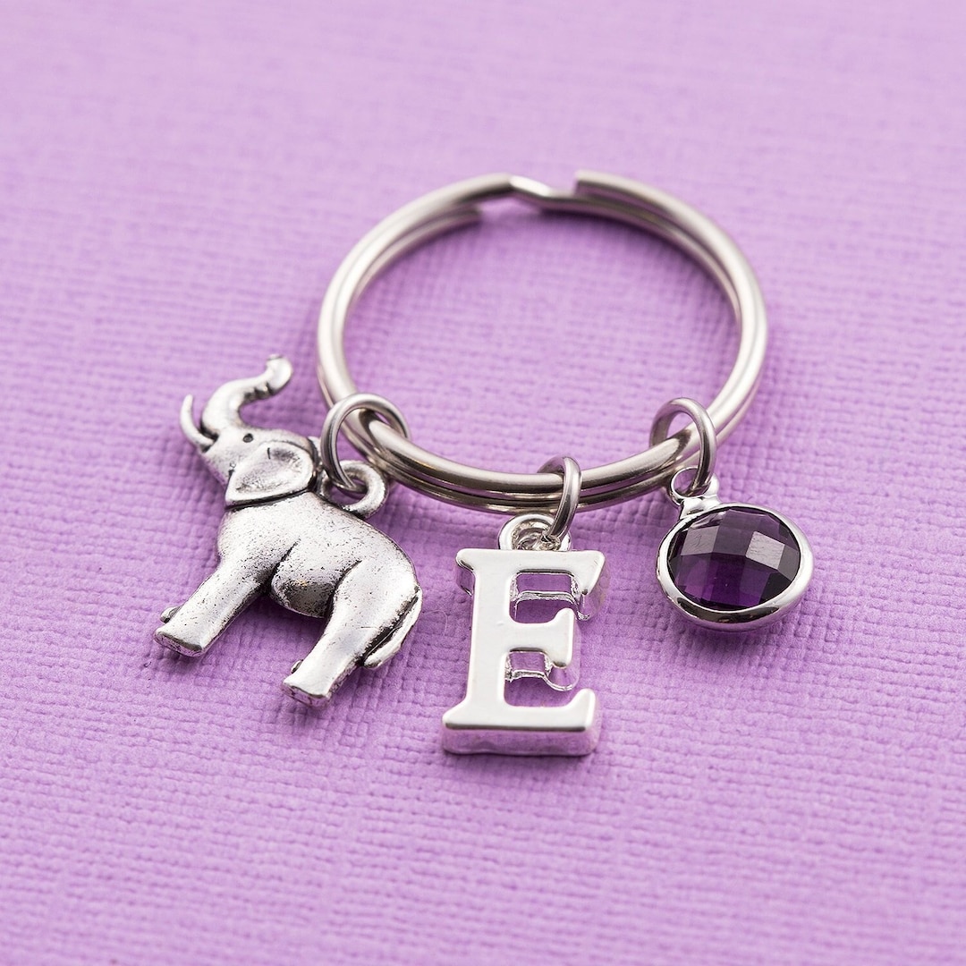 Elephant Keychain, Personalized Elephant Keyring, Animal Keychain ...