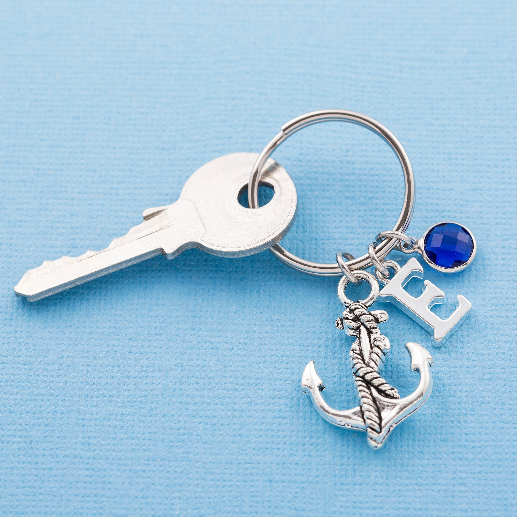 Personalized anchor keyring custom keychain nautical gifts | Etsy