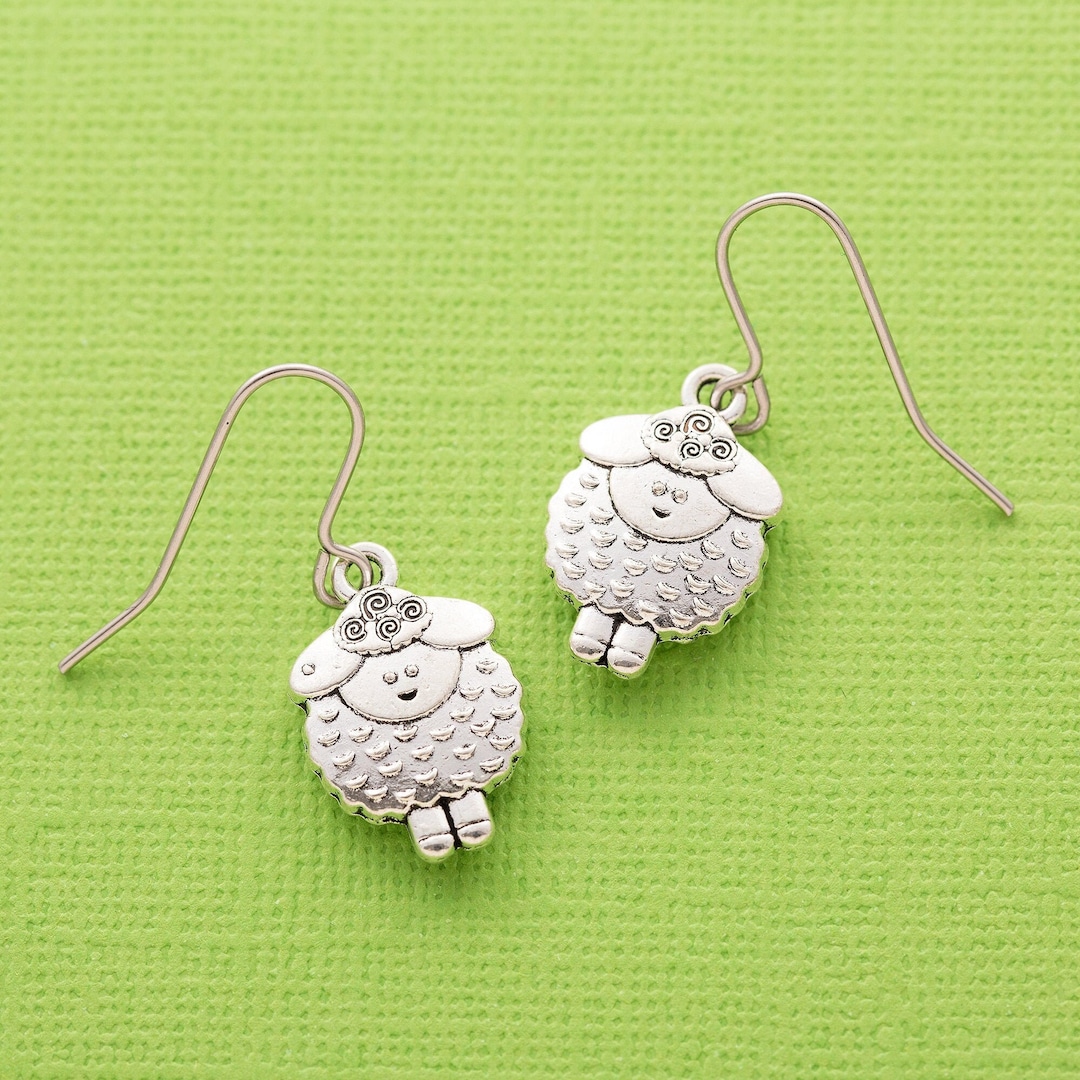 Schaf Charme Ohrringe, hypoallergene Stahl Ohrhaken, Schaf Schmuck, Schaf Bauer Geschenk ...