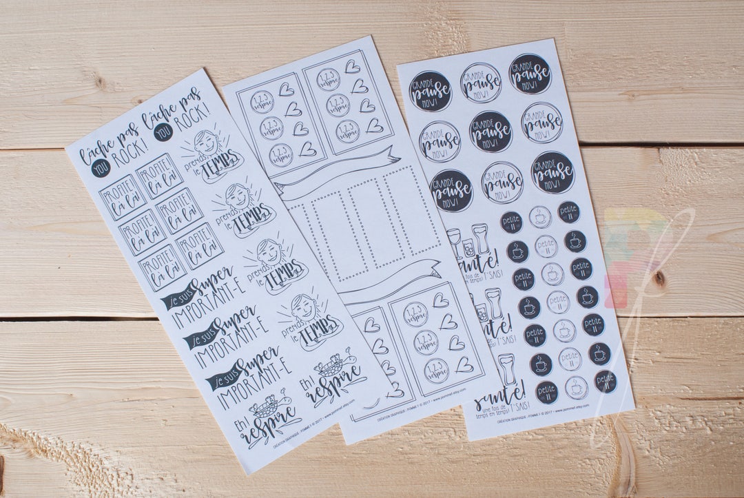 Stickers "trio Black and White" | Reusable Stickers| | Planners Planner ...