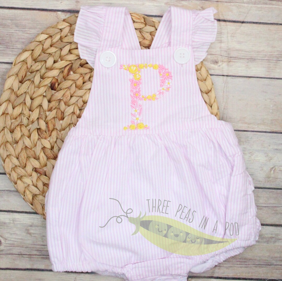 Baby Girl Romper, Baby Girl Bubble Romper, Ruffle Romper, Spring Outfit, Seersucker Bubble - Etsy