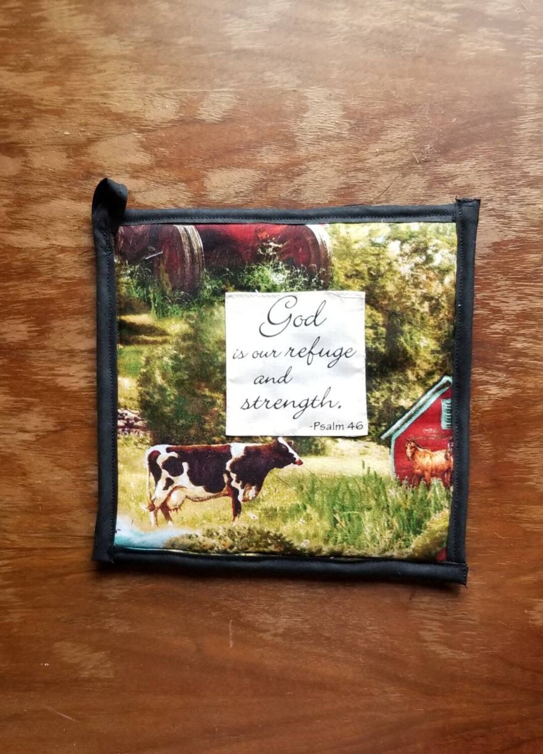 Farm Scene Potholder With Bible Verse- Psalms 46:1 - Etsy