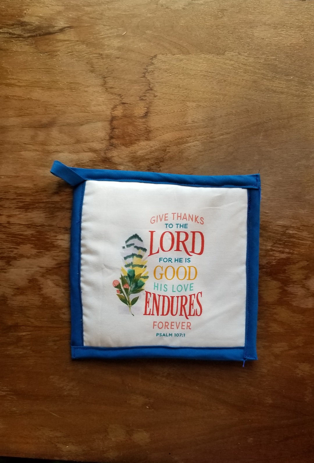 Oven Mitt With Bible Verse Psalms 107:1 - Etsy