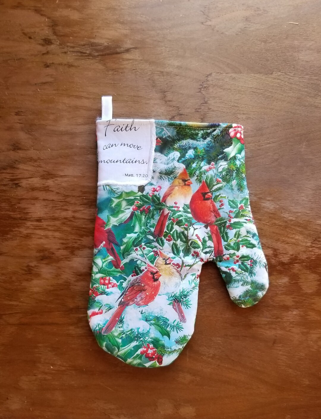 Oven Mitt With Cardinals Bible Verse Matthew 17:20 Faith Can - Etsy