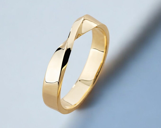 Mobius Wide Wedding Band, 8mm Mobius Wedding Ring, Hammered Men's Wedding Band, Mobius Strip ...