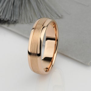 Mens Wedding Ring Solid Gold. Matte Gold Band. Mens Gold Ring. Male ...