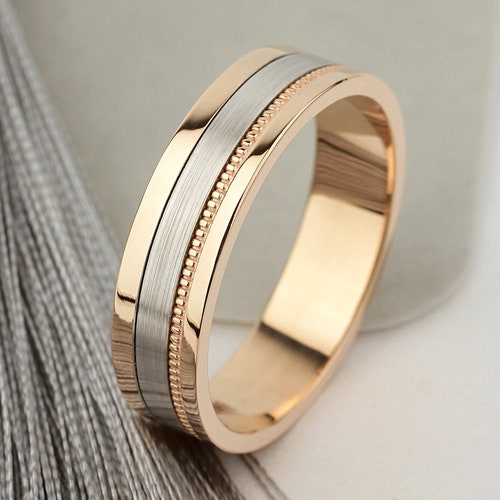 Unique Men's Wedding Band. Gold Wedding Band for Men. Mens - Etsy