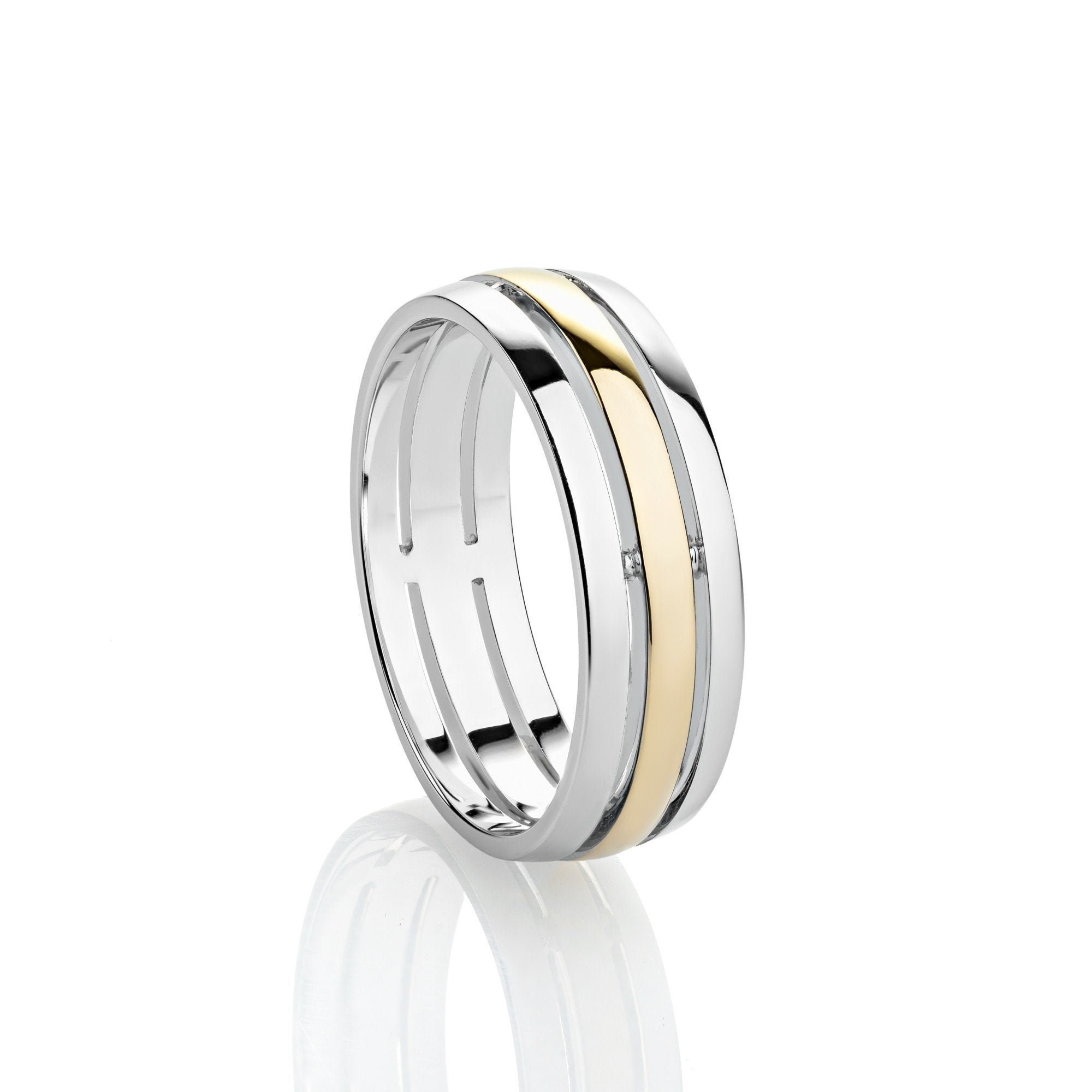 Wide Wedding Band Made of Two Colors of Gold. Mens Wedding | Etsy